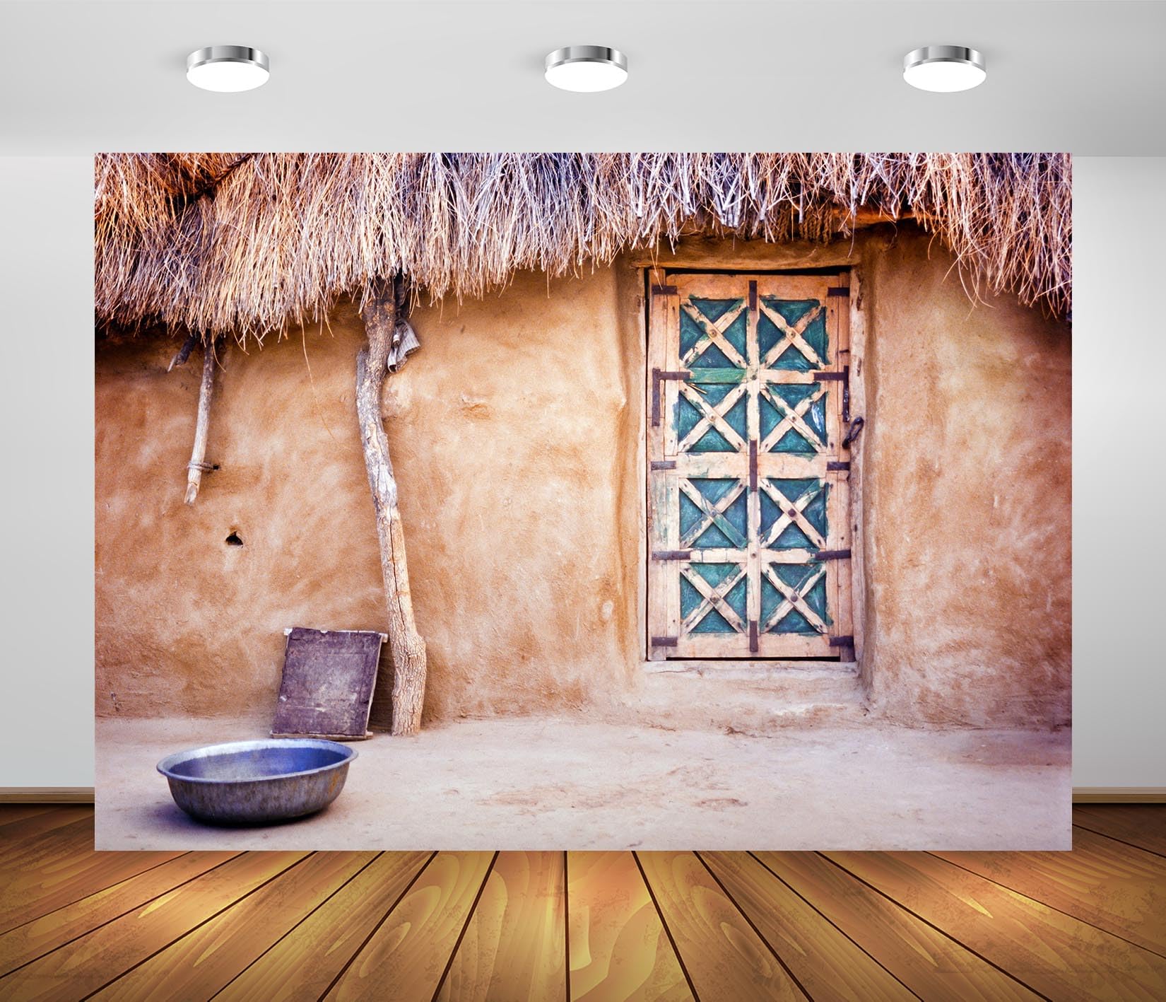 BELECO 7x5ft Fabric Indian Village Hut Backdrop Great Thar Desert Straw ...