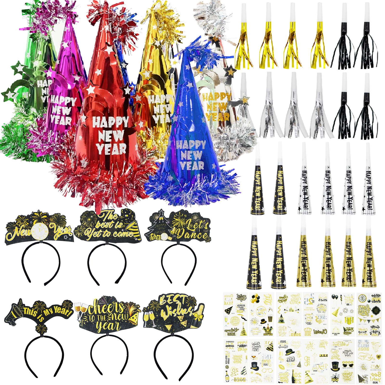 Decodinli 48 Pieces New Years Eve Party Supplies 2025, New Year Party ...