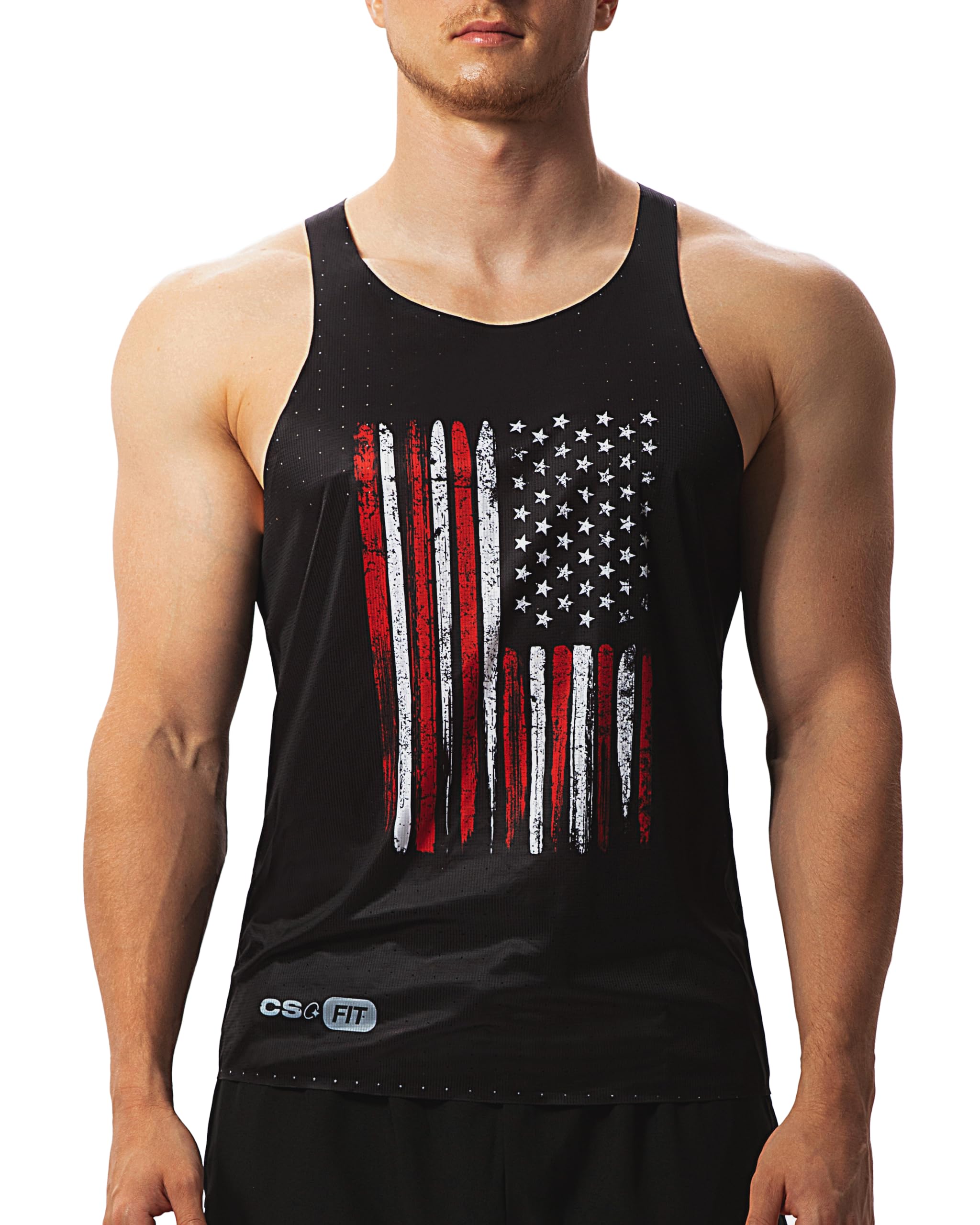 CS FIT Tank Top for Men Quick Dry Gym American Flag Workout Muscle ...