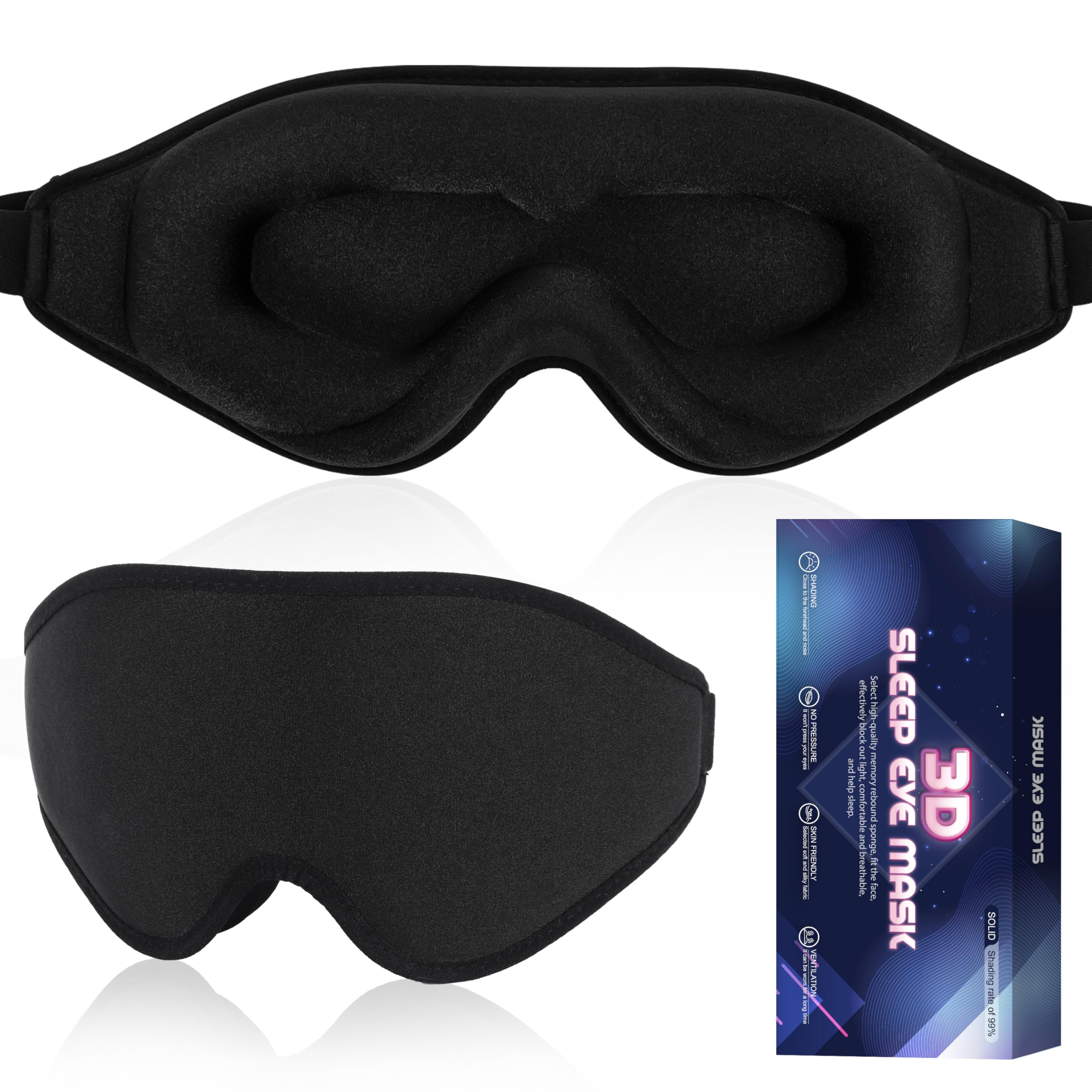 Sleep Mask, 3D Memory Foam Eye Mask for Sleeping 100% Light Blocking ...