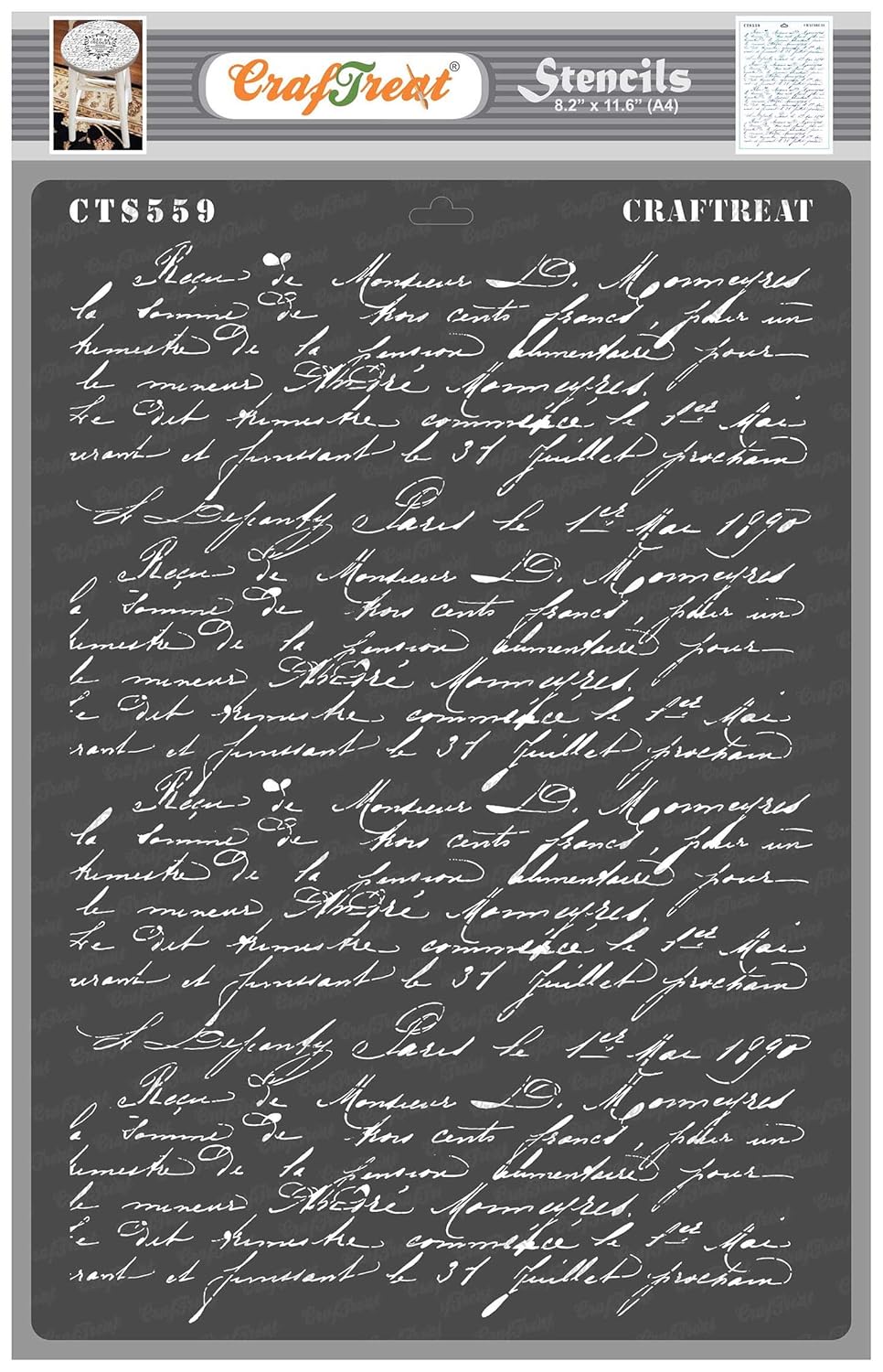 Craftreat Script Stencils for Craft - French Script - Size A4 ...