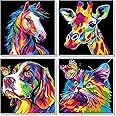 Amazon.com: Bowetile 4 Pack Paint by Numbers for Adults Beginners Framed, Colorful Animals ...