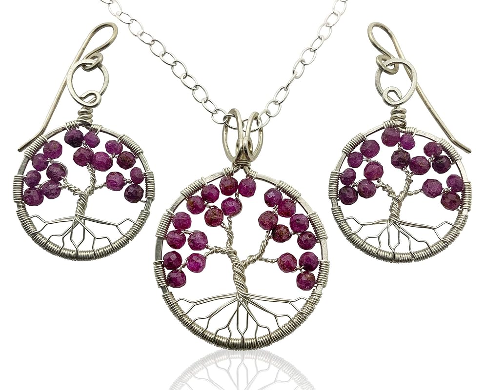 Amazon.com: Silver Ruby Tree of Life Jewelry Gift Set for Women, 40th ...