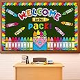 Amazon.com: Justforjoyful Back to School Bulletin Board Crayon Themed ...
