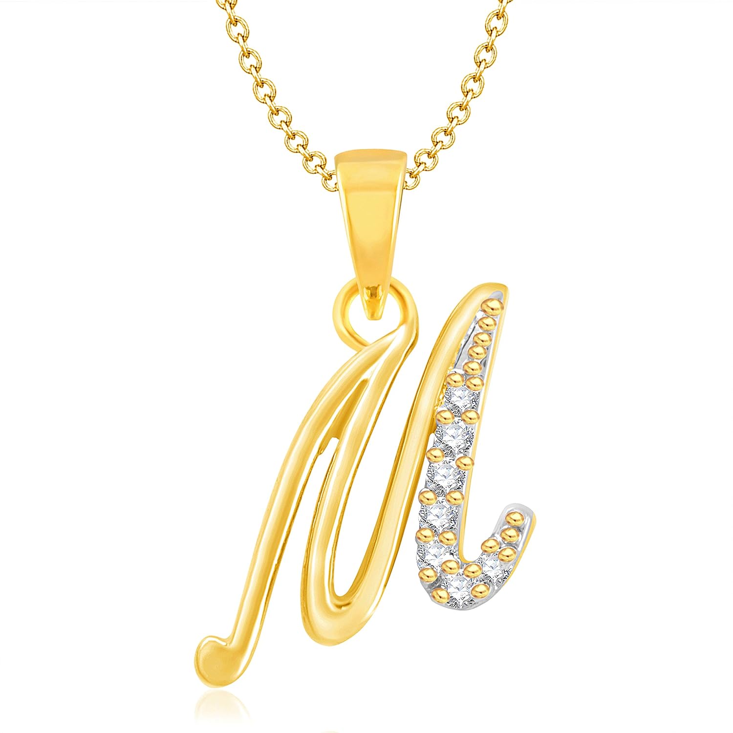 VSHINE Alphabet Initial Letter "M" American Diamond studded Pendant ...