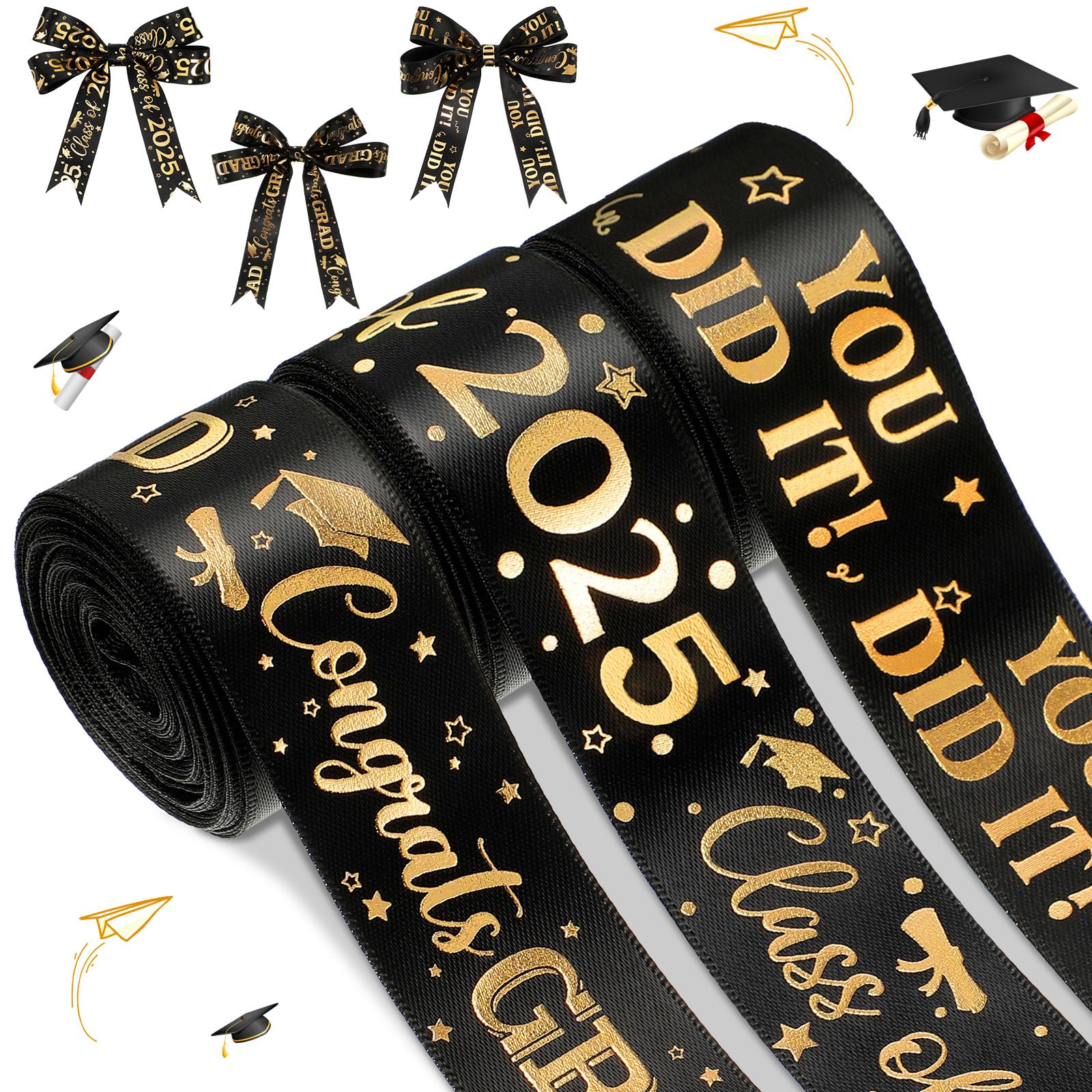 Moukeren 3 Roll Class of 2025 Graduation Ribbon Graduation Party Favors ...