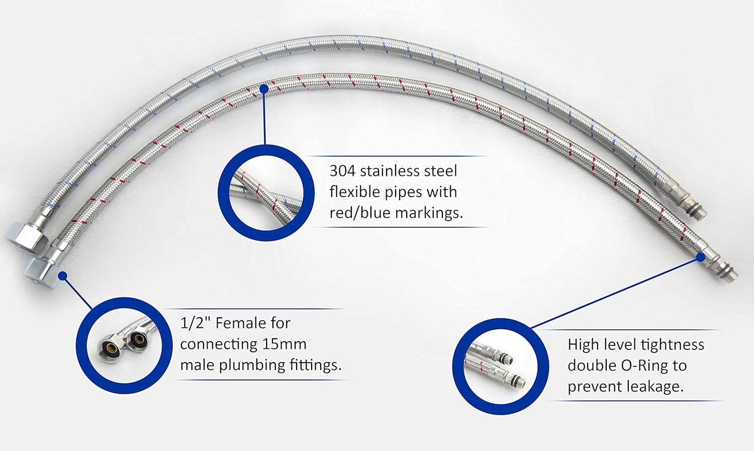 Xcel Home™ 2 x M12 x1/2 BSP (500mm) Kitchen/Basin Monobloc Mixer Tap ...