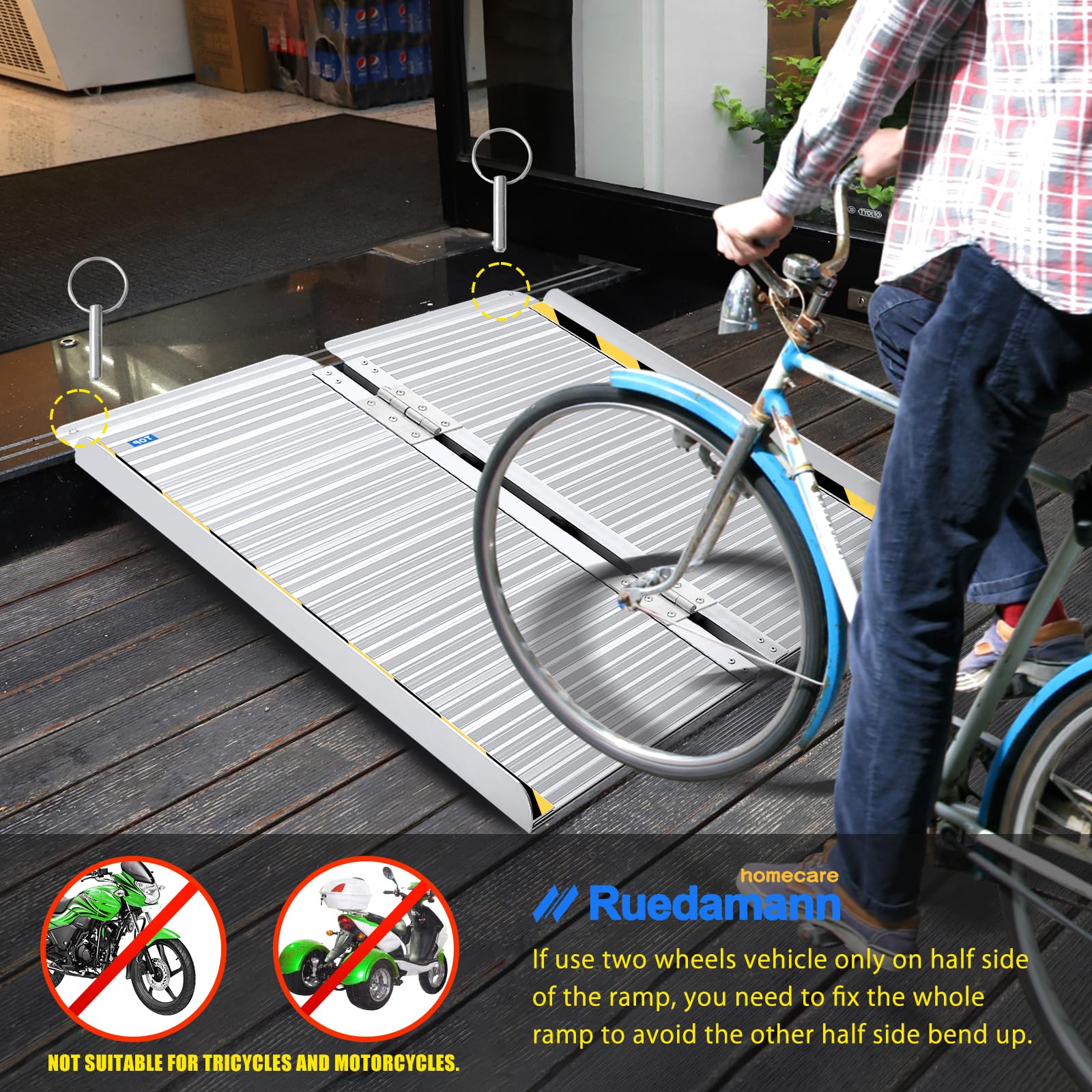 Mua Ruedamann 2 Feet Portable Wheelchair Ramp for Doorways, Non-Slip ...