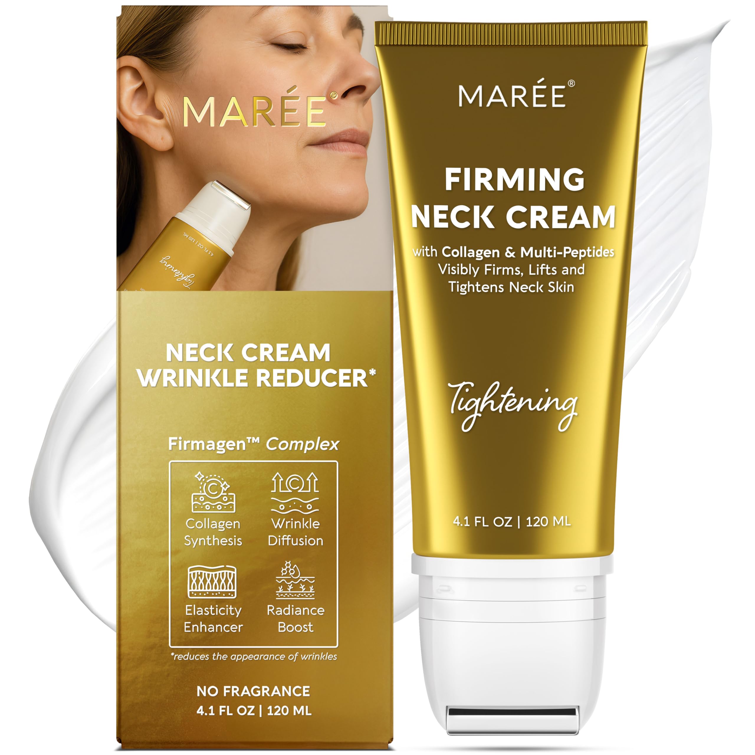 MAREE Neck Cream with Roller - Lifting Neck Creams For Tightening and ...