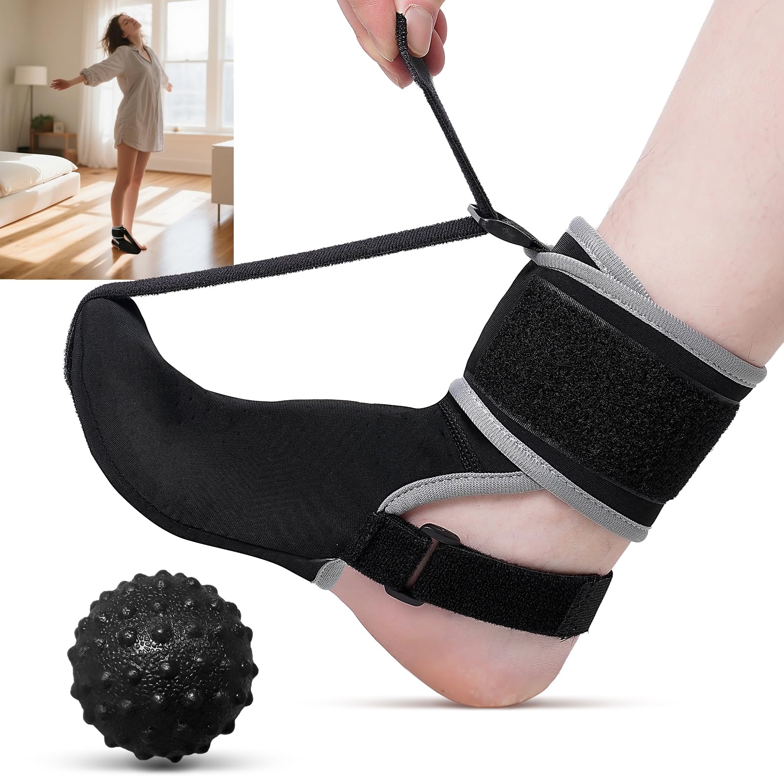 Plantar Fasciitis Night Splint Socks with Massage Ball for Tendonitis ...