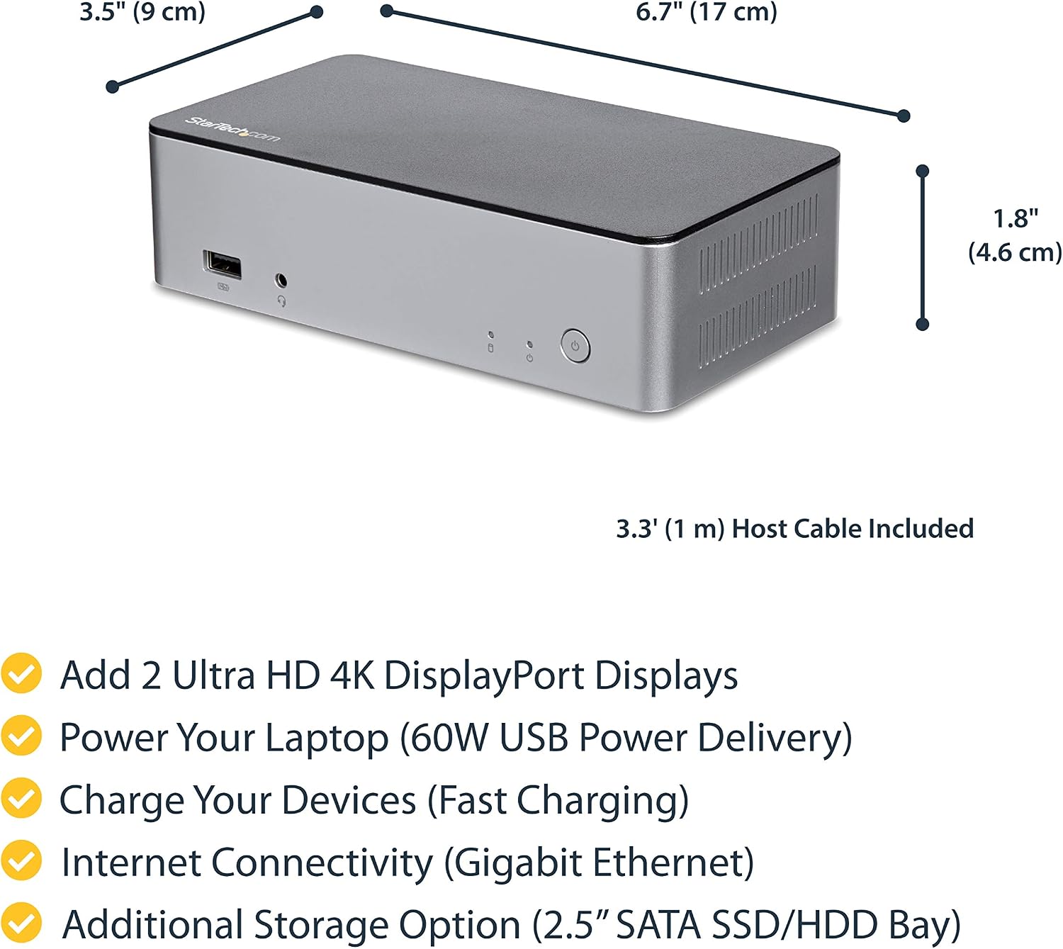 StarTech Dual Monitor USB C Dock – 4K – Dual DisplayPort – 2.5in SSD ...
