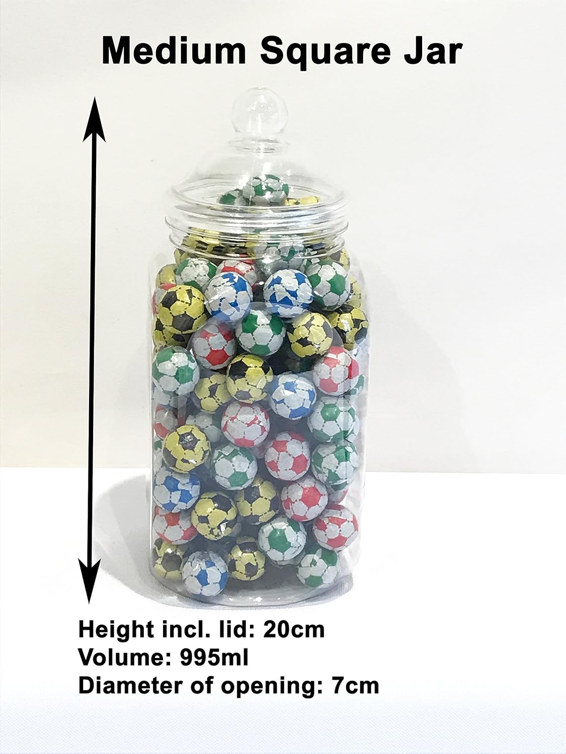 995ml Square Style Food Grade Plastic Sweet Jars with Victorian Lid - 5 ...