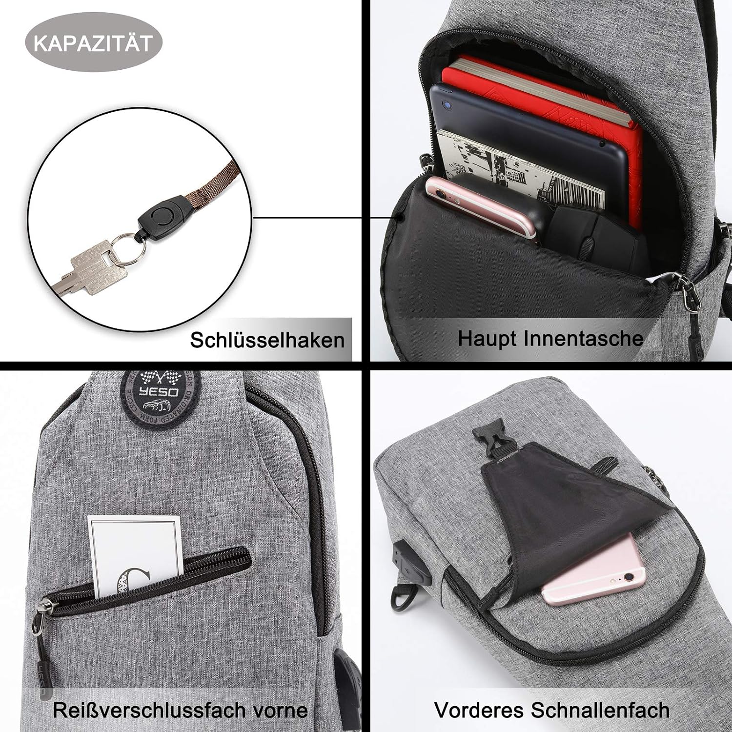 YESO Shoulder bag chest crossbody lightweight shoulder bag daypack men ...