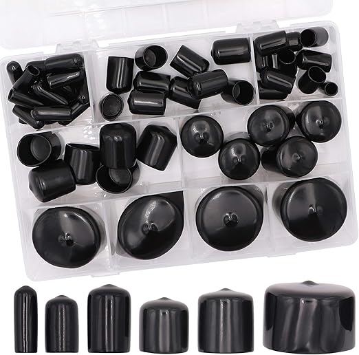 54pcs Rubber End Caps 1/4-inch to 1 1/2-inch ID Vinyl Round Tube Bolt ...