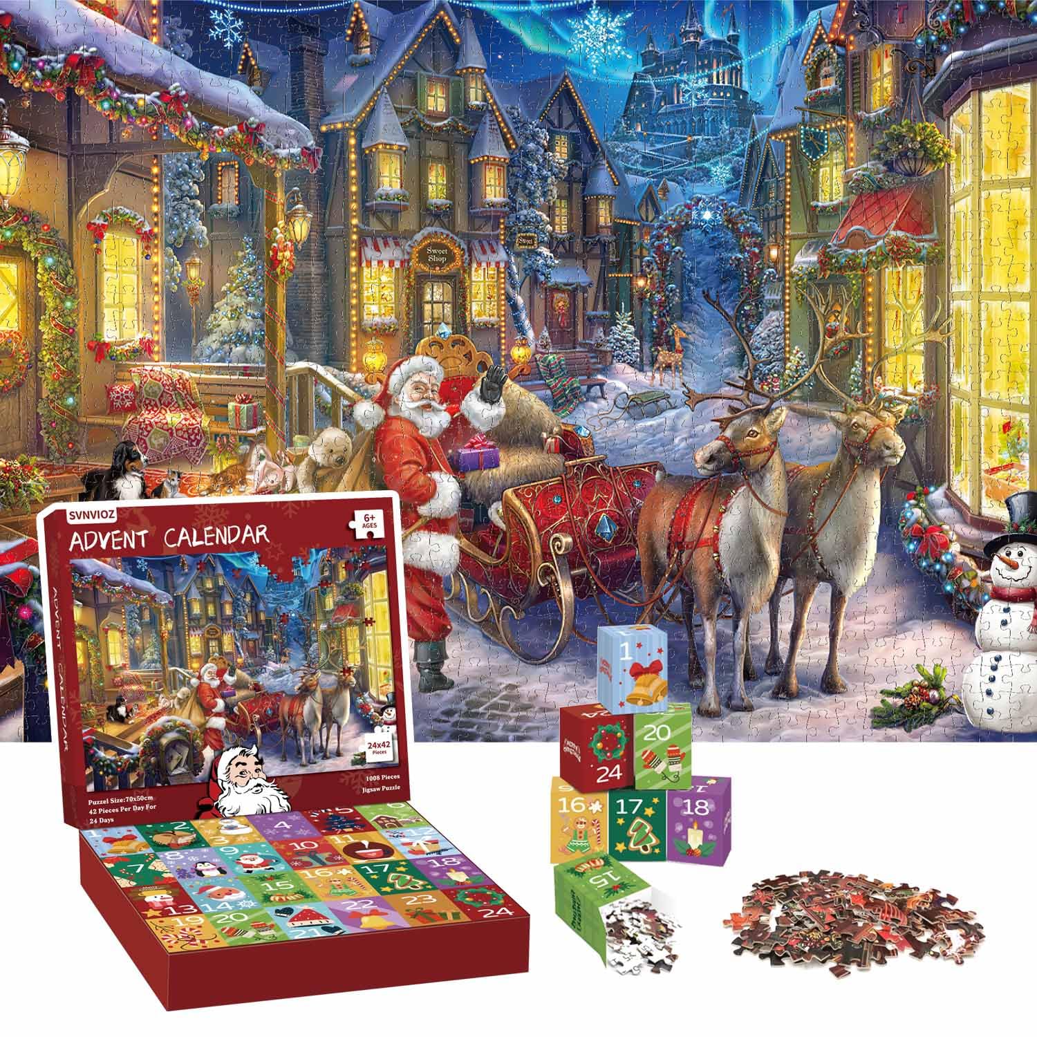 Advent Calendar 2024 Jigsaw Puzzle for Adult Kids, 24 Days 1008 Pieces ...