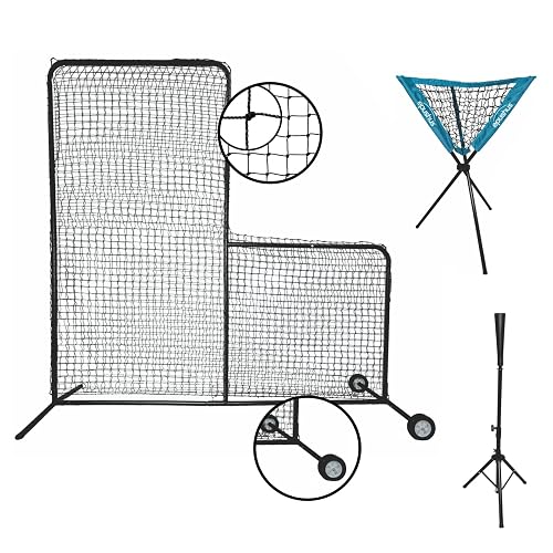 EPUSHUS L Screen Baseball Pitching Net for Batting Cage | Portable ...