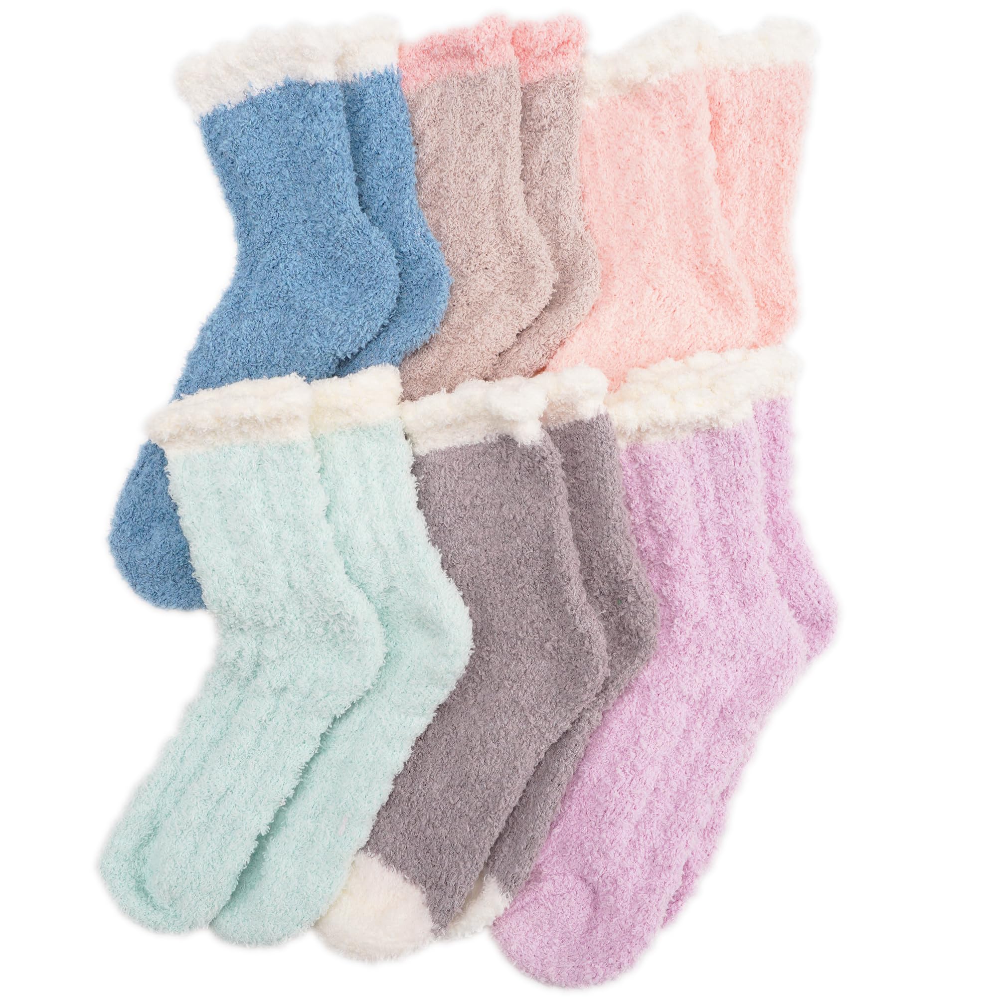 Raylarnia 6 Pairs Fuzzy Soft Cozy Socks for Women, Comfy Fluffy ...