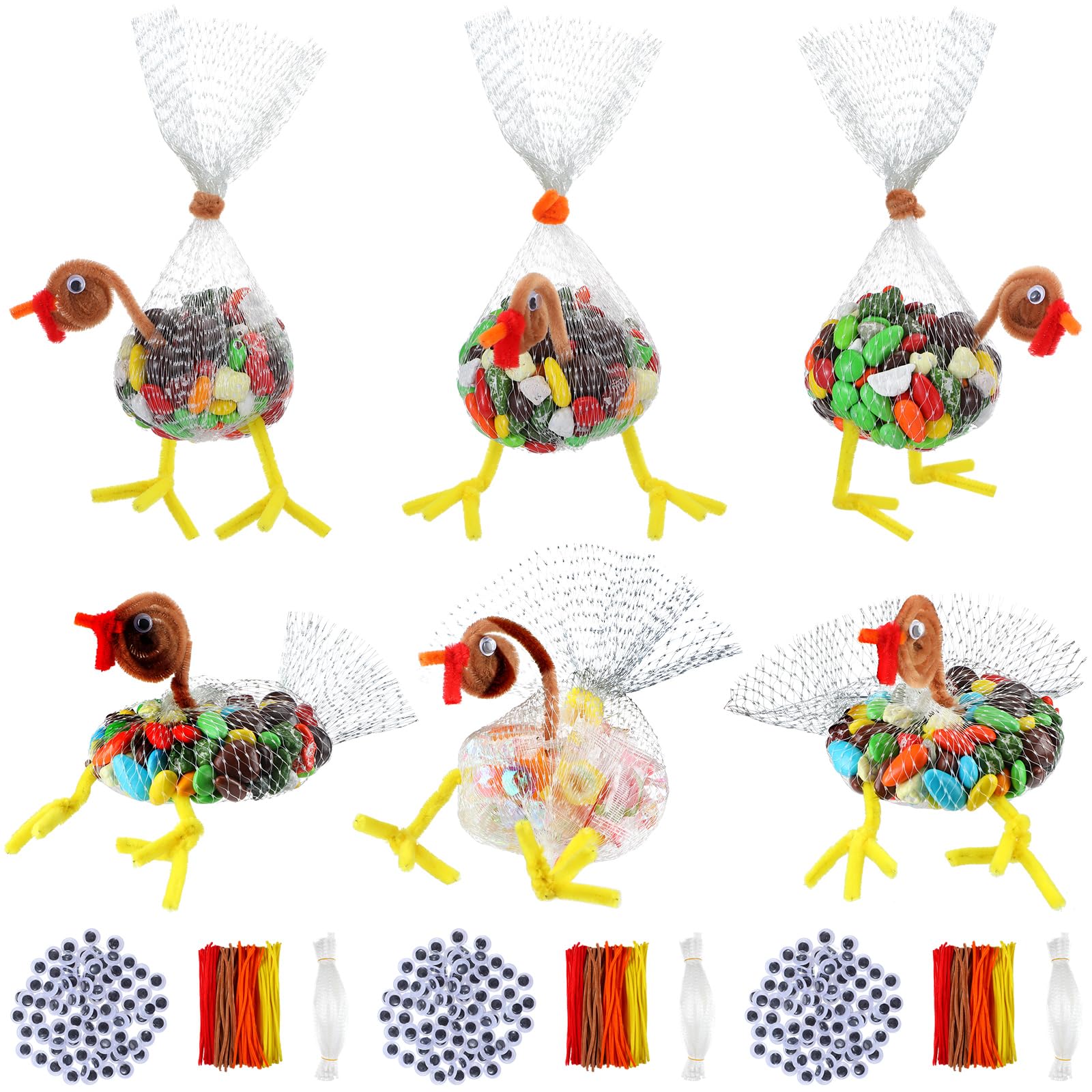 Yexiya 24 Set Thanksgiving Turkey Craft Kit for DIY Turkey Shaped Treat ...