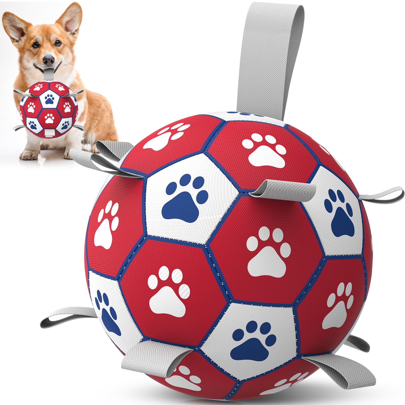 Diman Dog Balls, Dog Soccer Ball with Straps for Indoor Outdoor Play ...