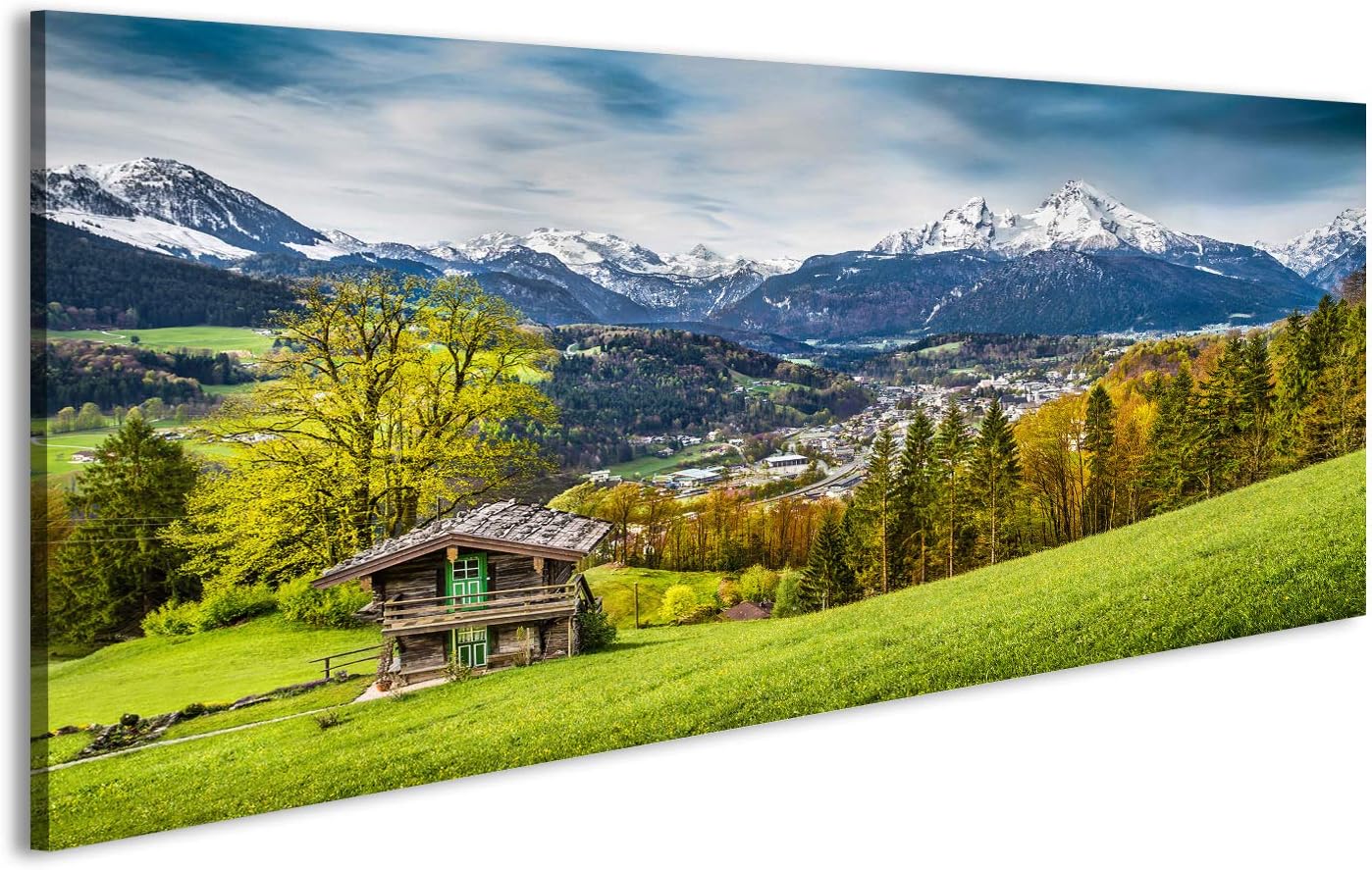 islandburner Bild Bilder auf Leinwand Schöne Berglandschaft in den bayerischen Alpen mit Dorf ...