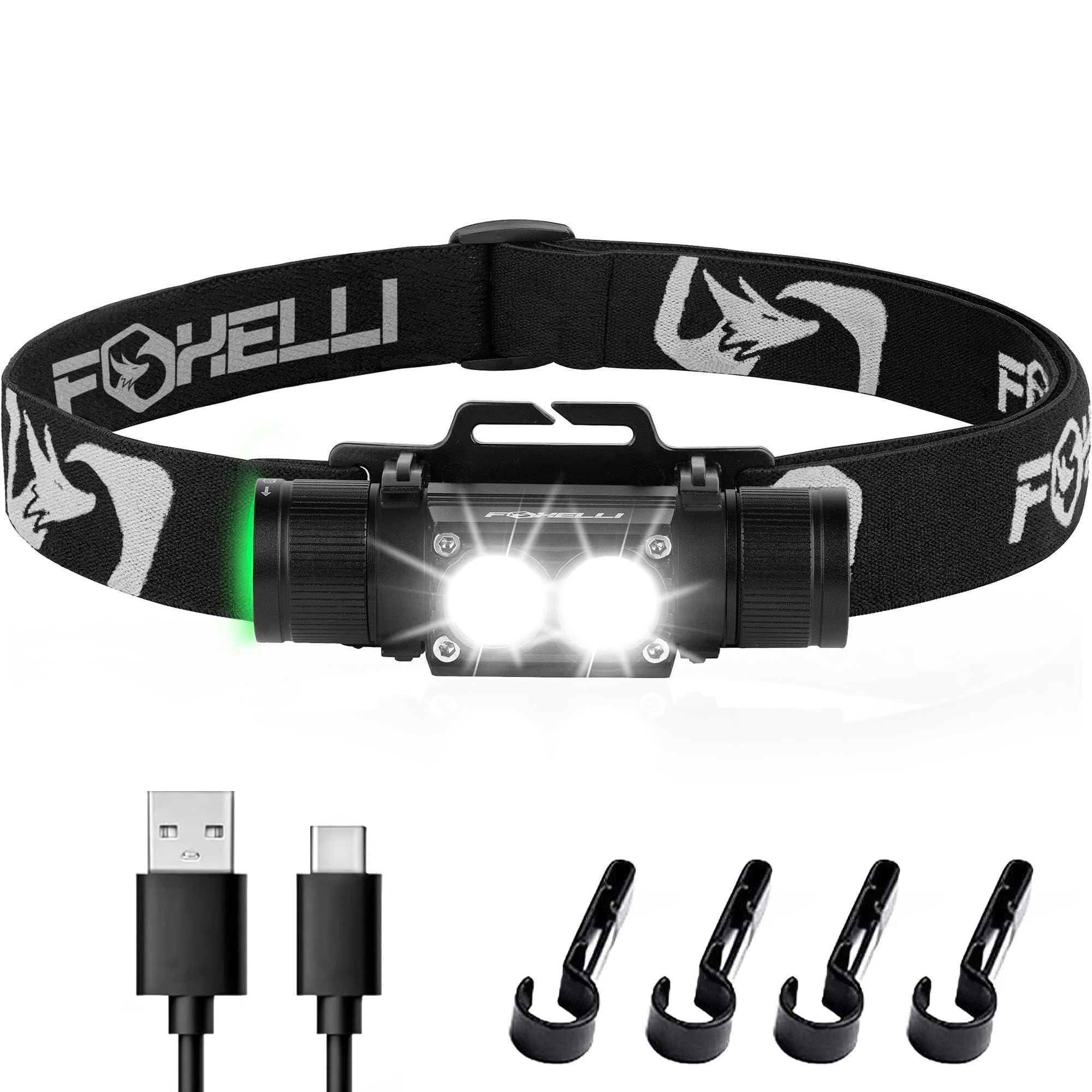Foxelli Ultra Bright Rechargeable Headlamp – 18650 Battery, IPX7 ...