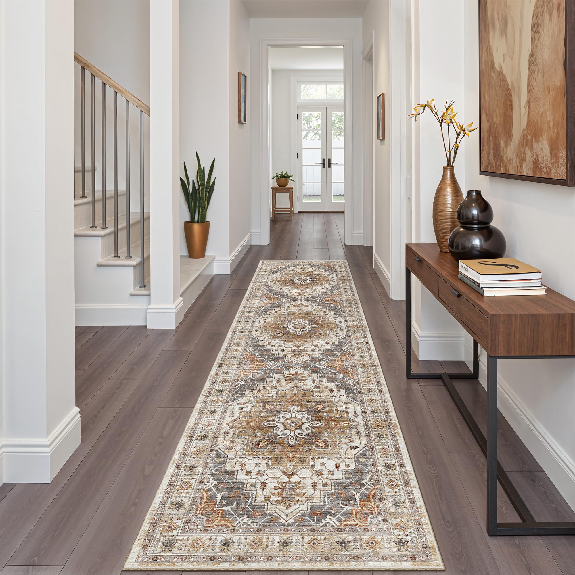 Madane Runner Rug 2x8, Washable Hallway Runner Rugs, Non-Slip Low-Pile ...