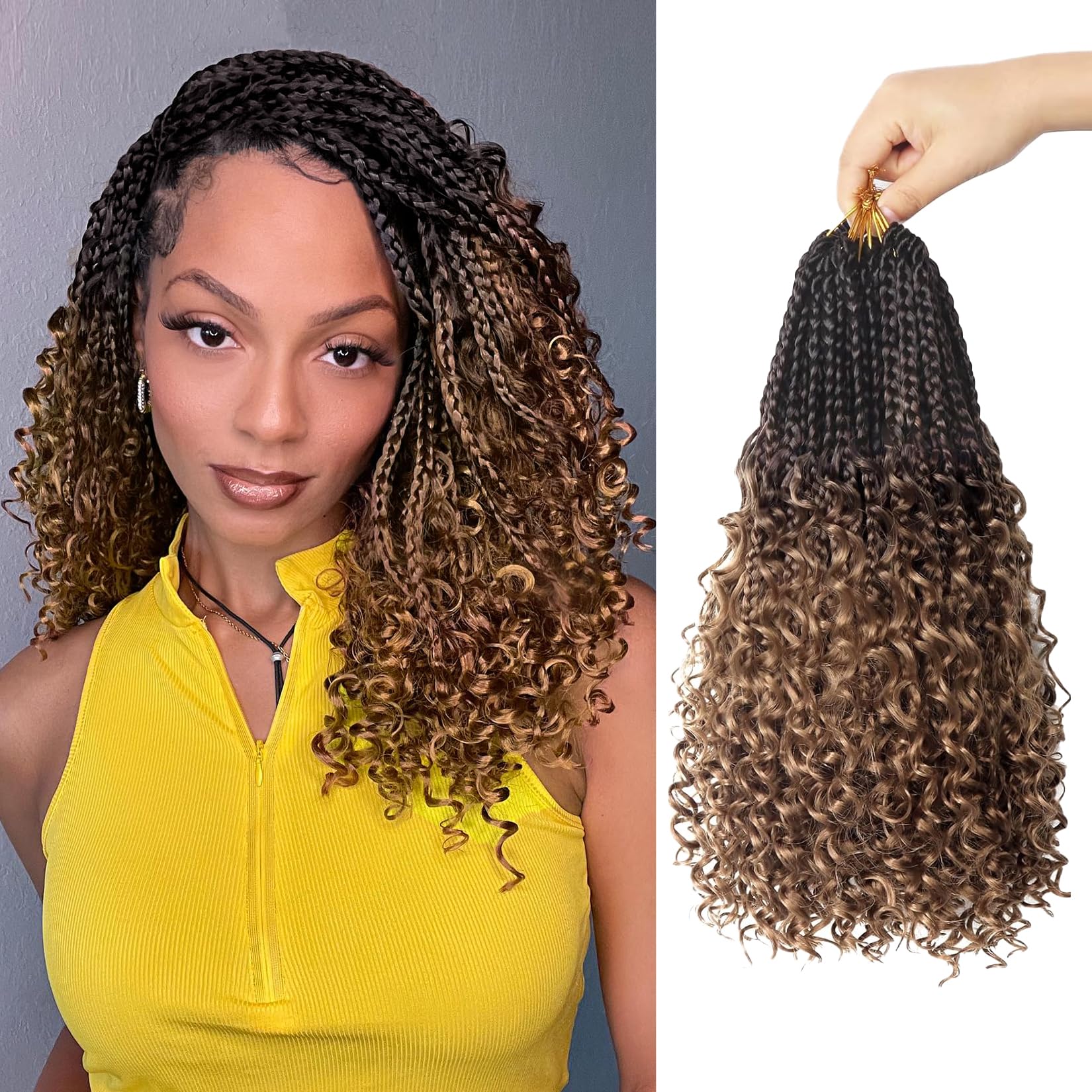Julen Boho Crochet Braids with Curly Ends 12 Inch Goddess Bohemian ...