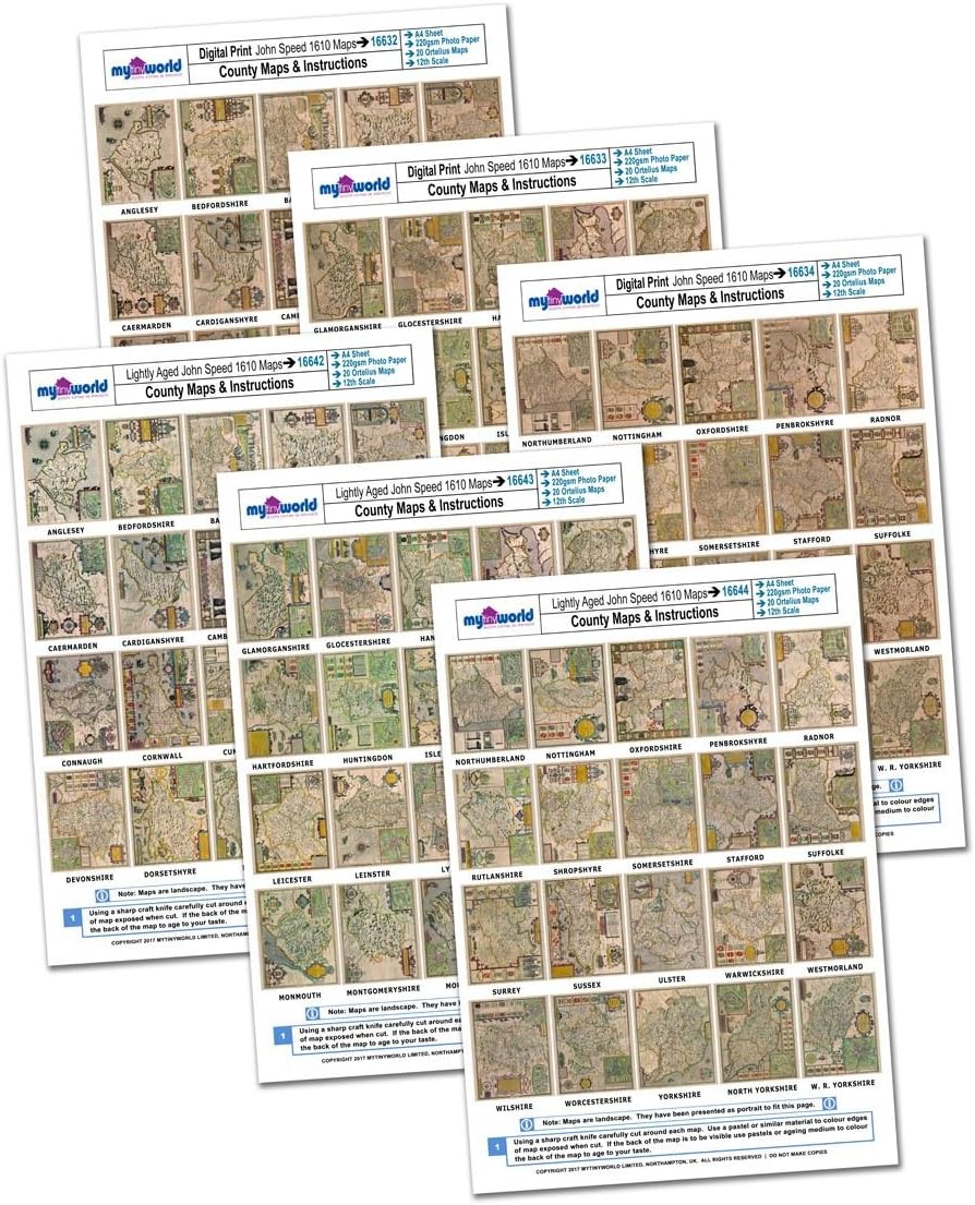 MyTinyWorld Dolls House 20 Aged John Speed UK County Maps A4 Value ...