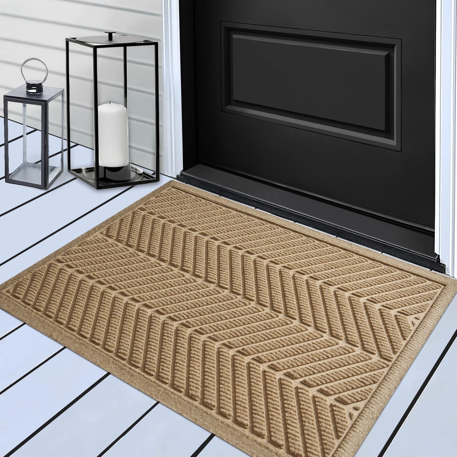 HIYARD Sturdy Front Door Mat, Absorbent Dirt Resist Welcome Door Mats ...