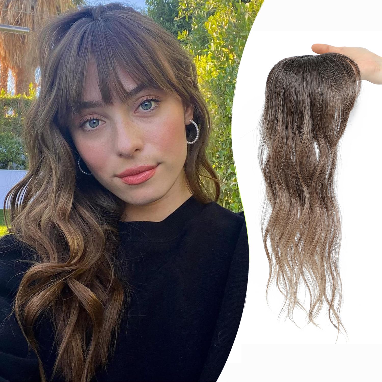 PANEWAY Hair Topper with Bangs Hair Clip 360° 3D Cover Clip in Bangs ...