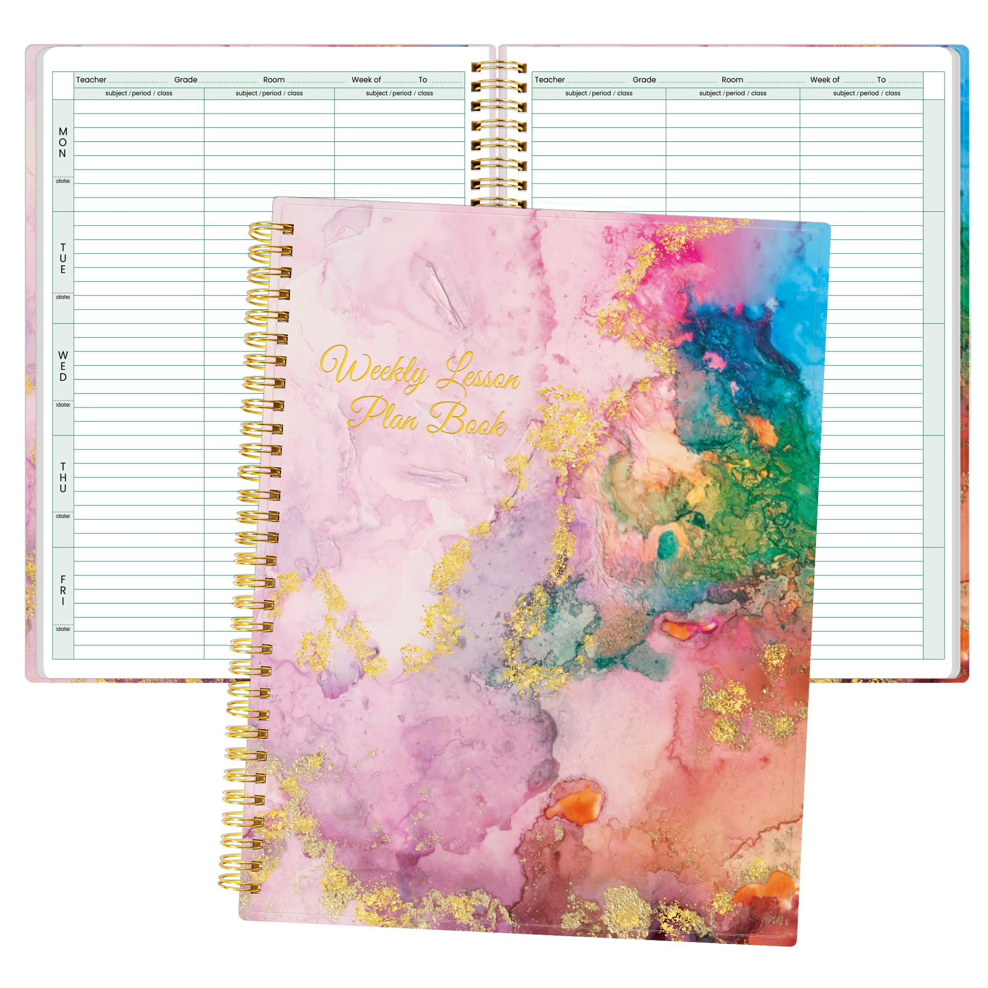 SUNEE 6 Period Teacher Lesson Plan Book - Days Vertically, Undated ...