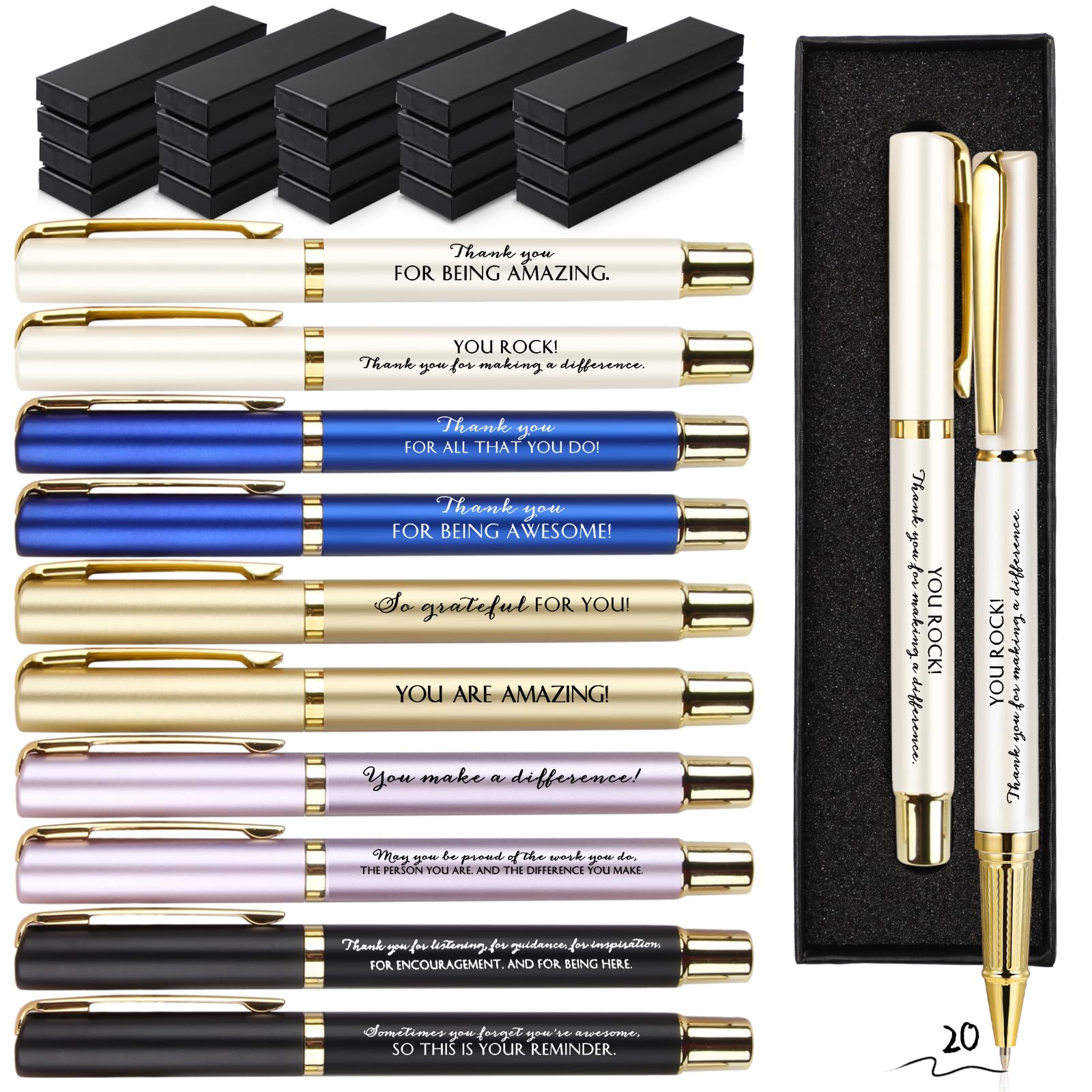 PerKoop 20 Sets Thank You Gifts Inspirational Ballpoint Pens with Gift ...
