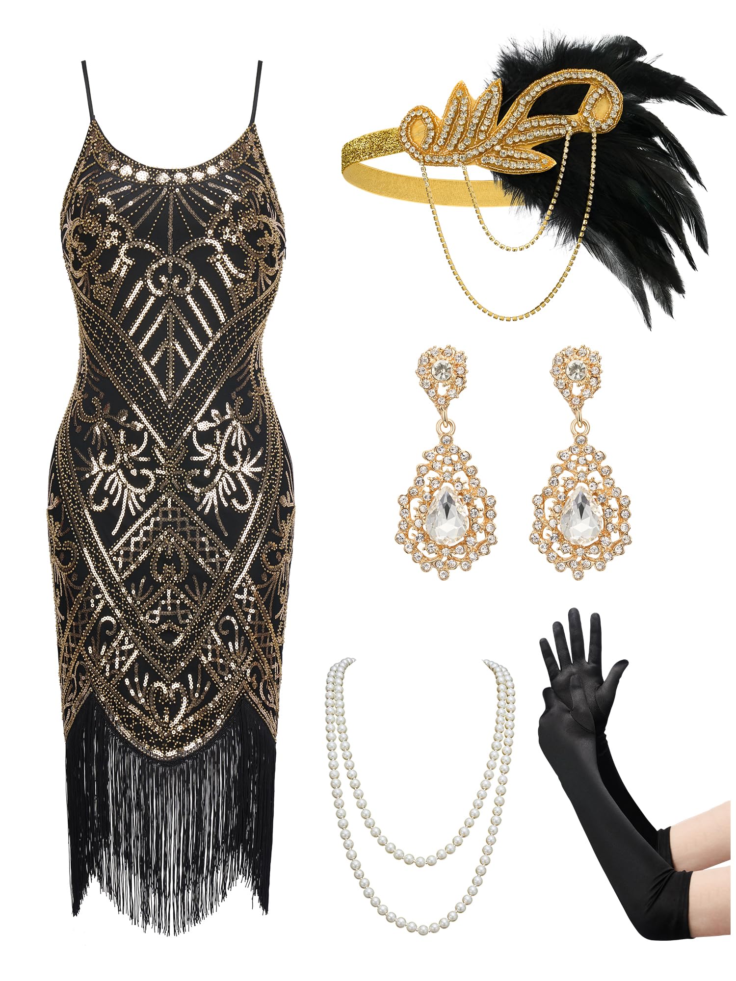 YESSA Flapper Dresses 1920s Dresses For Women,Sequin Fringe Great ...