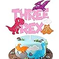 Amazon.com: Dinosaur Three Rex Cake Topper 3rd Birthday Cake Decoration ...