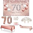 Amazon.com: Trgowaul 70th Birthday Decorations Party Set for Women, Rose Gold 70 Birthday Banner ...