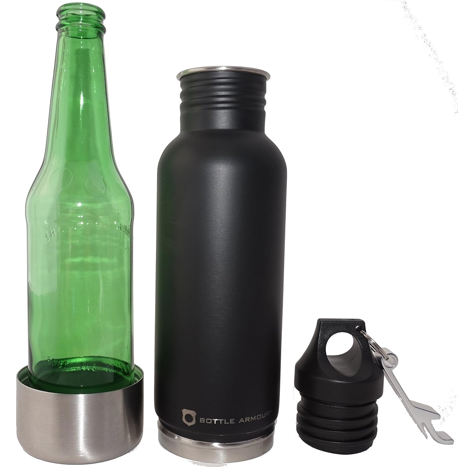 The Bottle Armour Logo Stainless Bottle Insulator with Attached Bottle ...