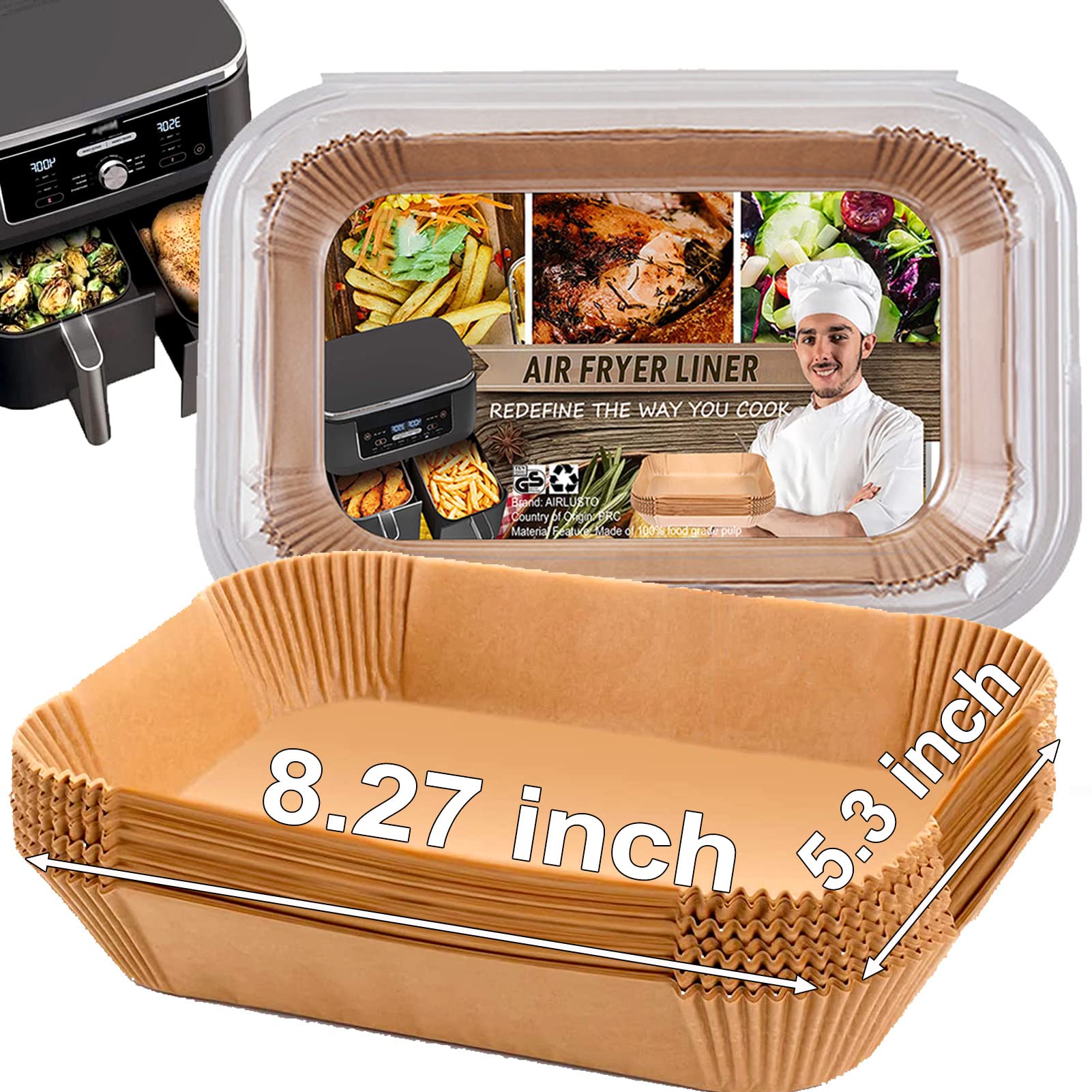 Air Fryer Liner Rectangular for Ninja Foodi Dual Basket 8QT 10QT, Bella ...