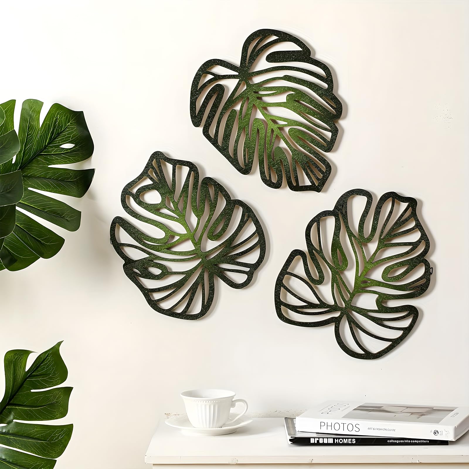Palm Leaves Wood Wall Decor, 3Pcs Tropical Wall Art Jungle Decor ...