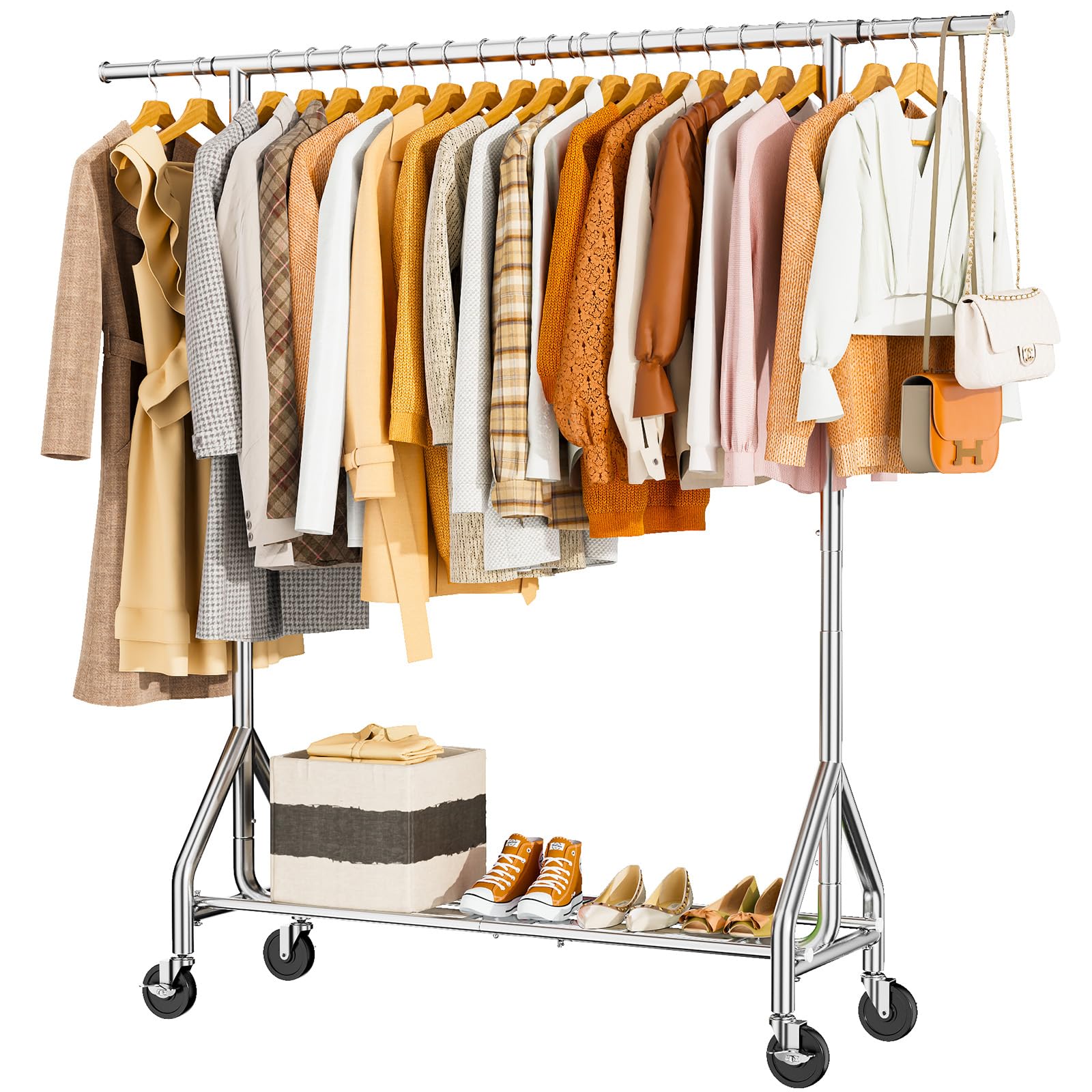 HYSEYY Heavy Duty Clothes Rack Load 450 LBS, Metal Garment Rack ...