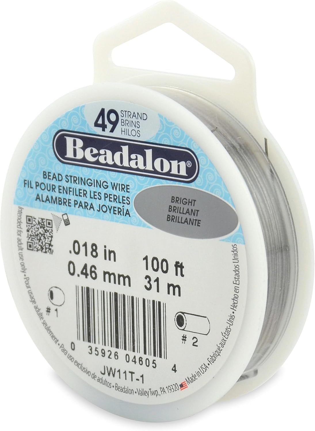 Amazon.com: Beadalon Wire Standard Bright 49 Strand .018 Inch / 100 Feet