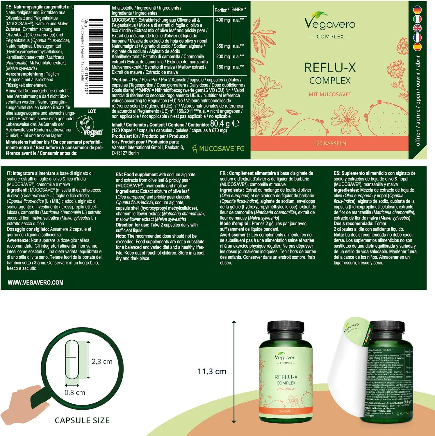 Reflux Complex Vegavero® | NO Additives | Mix of Prickly Pear Cactus ...