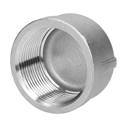 1 1/4 inch stainless steel round cap, female thread, closure, fitting ...