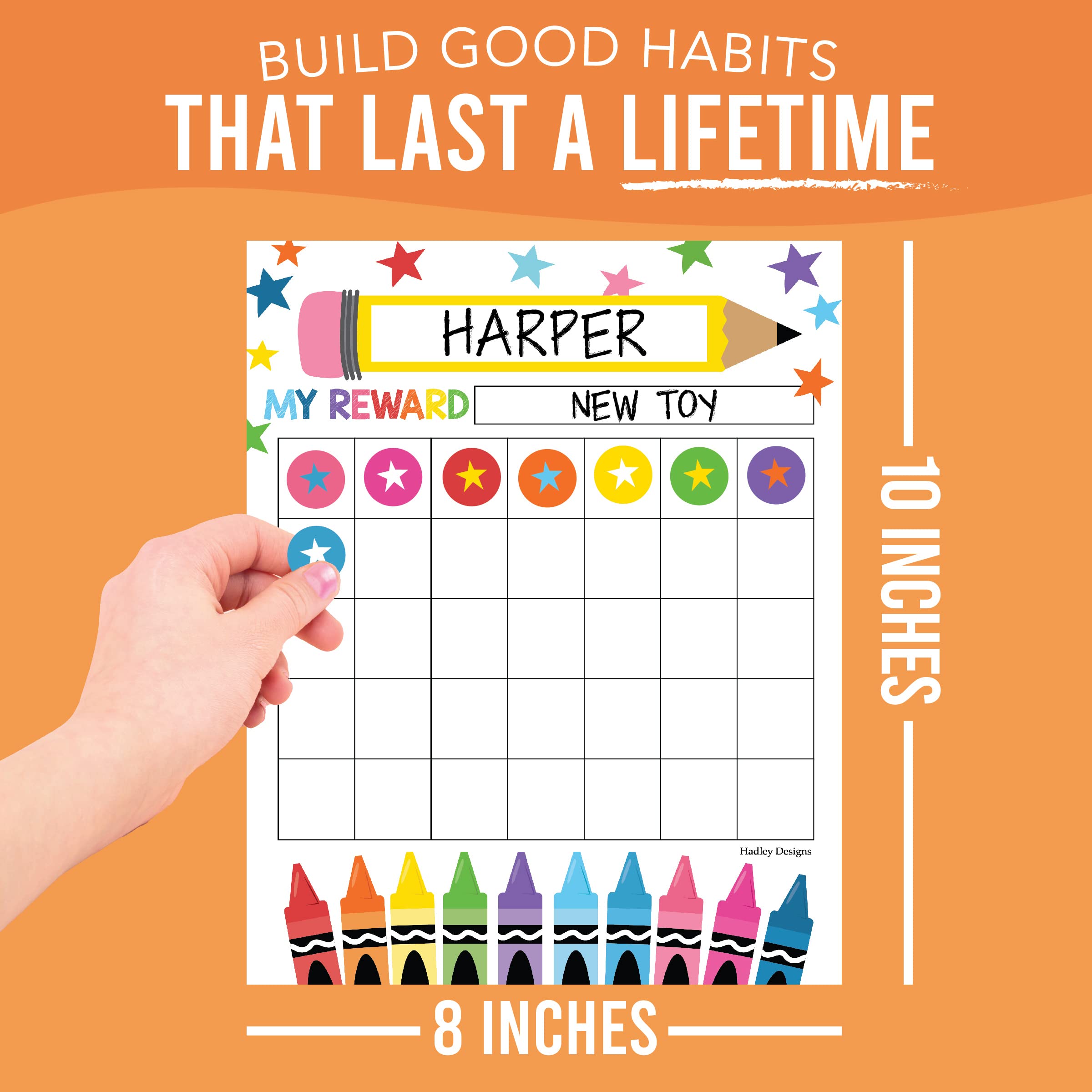 Mua Hadley Designs 25 Colorful Reward Sticker Chart for Kids Behavior ...