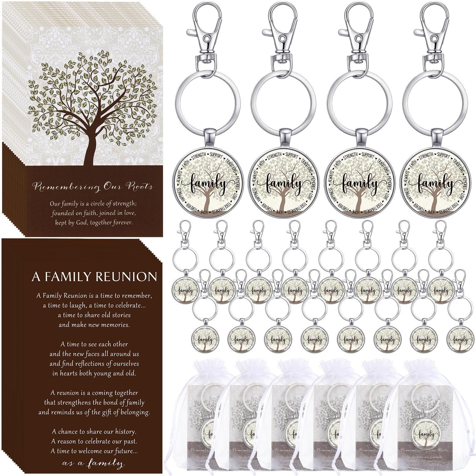 Tondiamo 40 Sets Family Reunion Party Favors Family Tree Keychains ...
