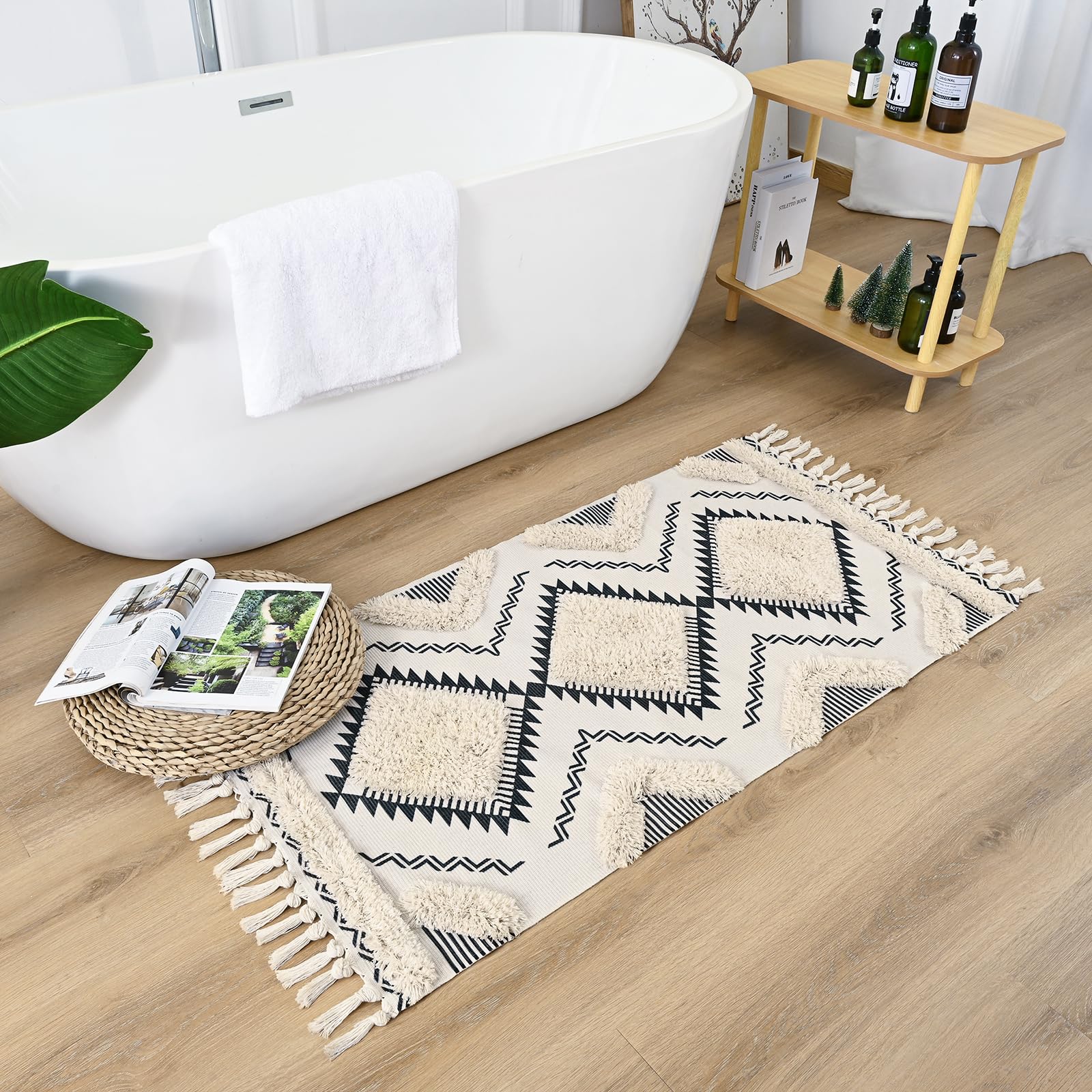 Amearea Bathroom Runner Rug, 2x4 Feet Runner Rug with Tassels for ...