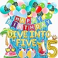 Amazon.com: Dive Into Five Birthday Decorations, Five Year Old Pool Birthday Party Decorations ...