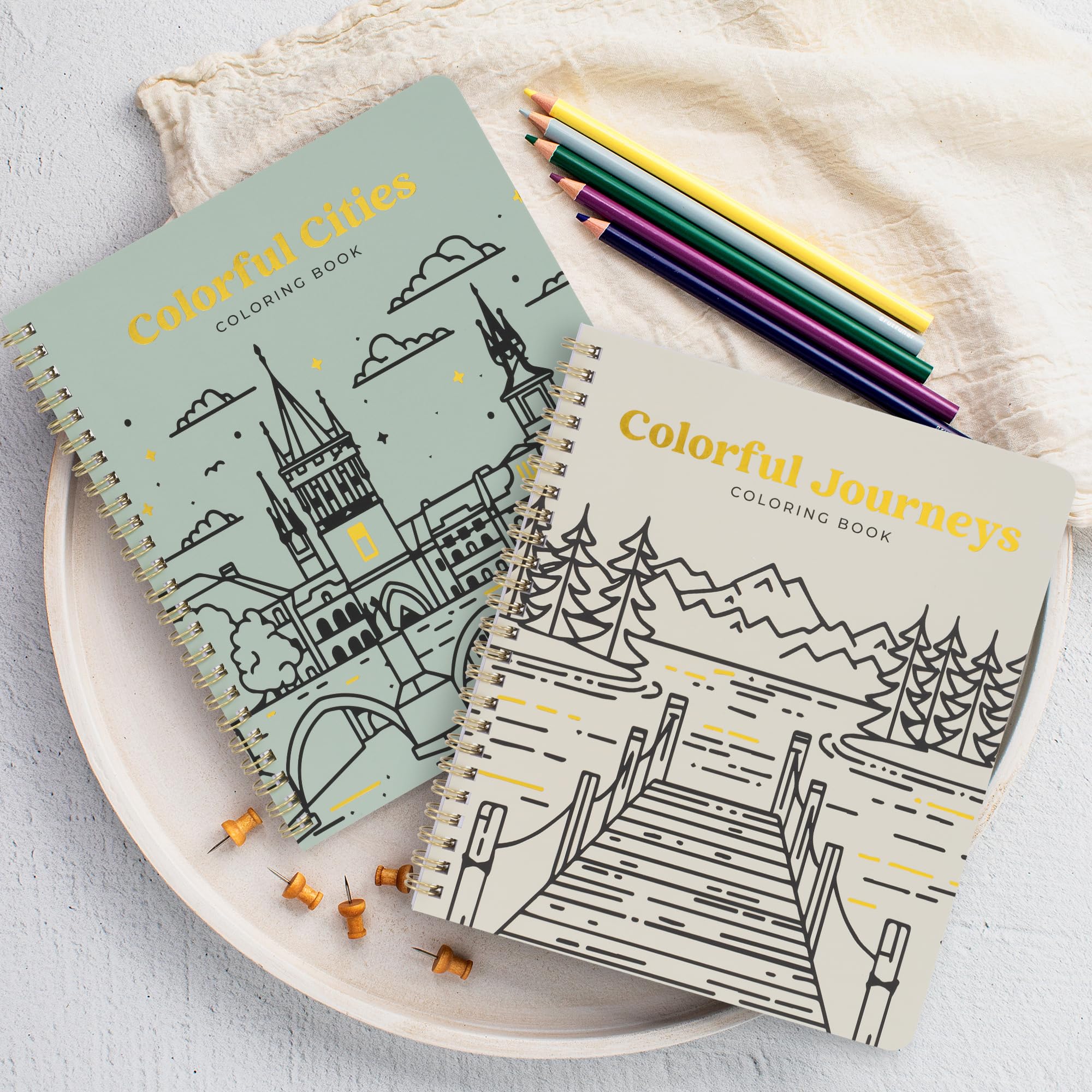 Beautiful Adult Coloring Book Set Of 2 For Relaxation - Inspirational ...