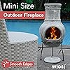 Wiosi Small Chiminea Outdoor Fireplace Grey –Clay Chimineas with ...
