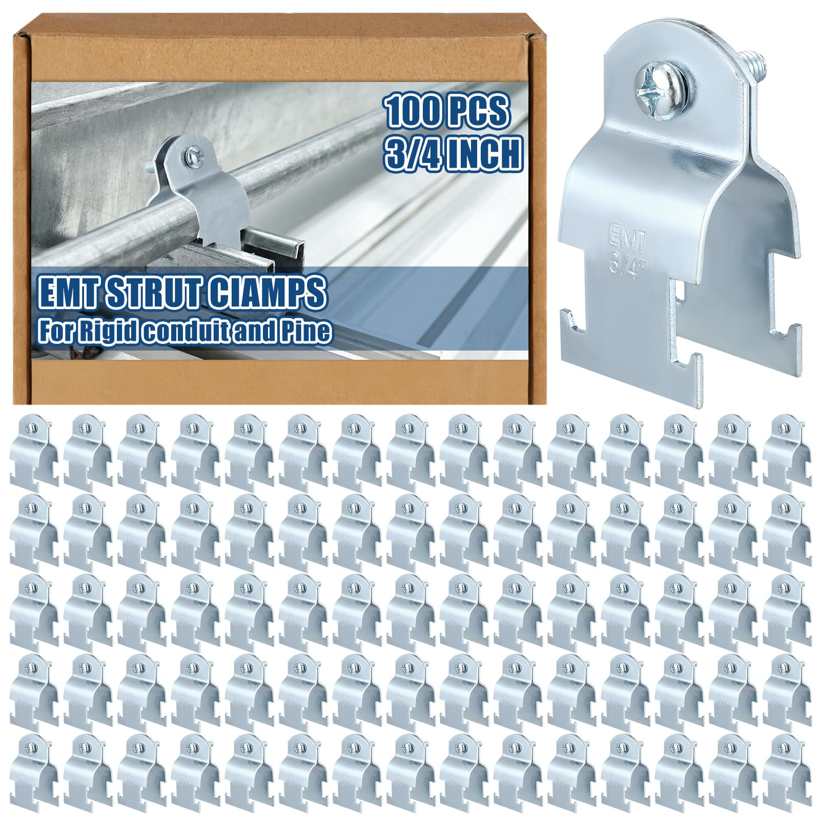 Mua Landhoow 100 Pcs EMT Pipe Universal Strut Clamps Strut Channel ...