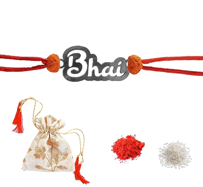 Mintkraft "Bhai Rakhi" Laser-Cut Wooden Rakhi With Potli, Kumkum And ...